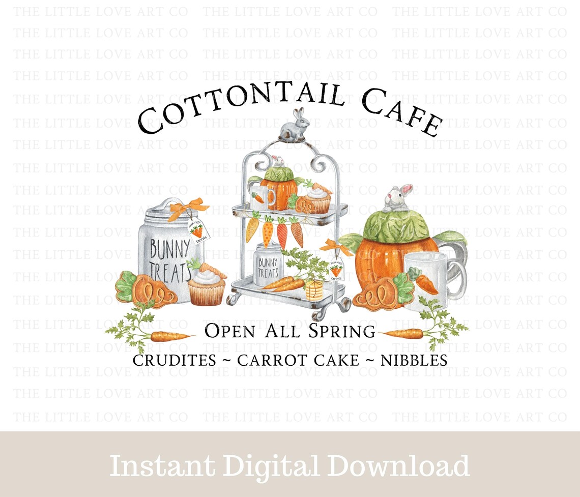 Rustic Cottontail Cafe Sign Easter Bunny Carrot Cafe Sign - Etsy