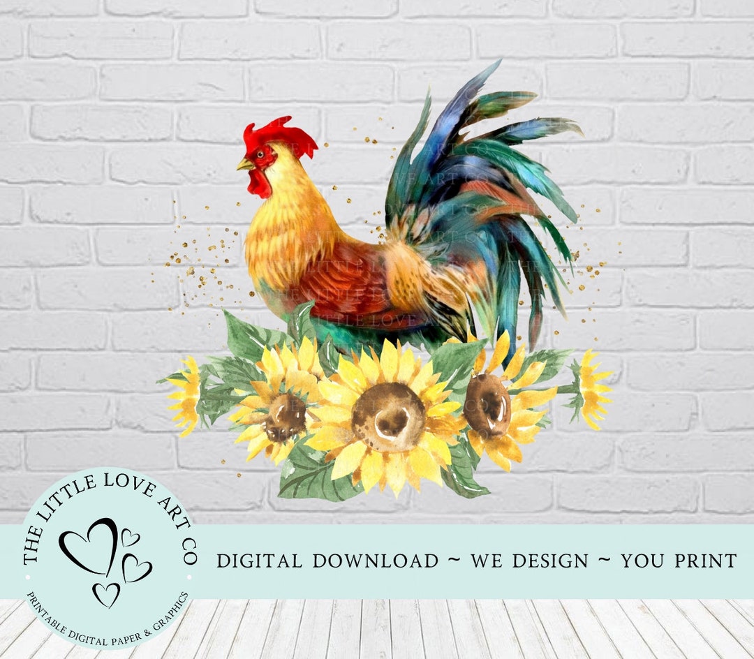 Sunflowers Chicken PNG, Country Farmhouse Sublimation Design, Chickens ...