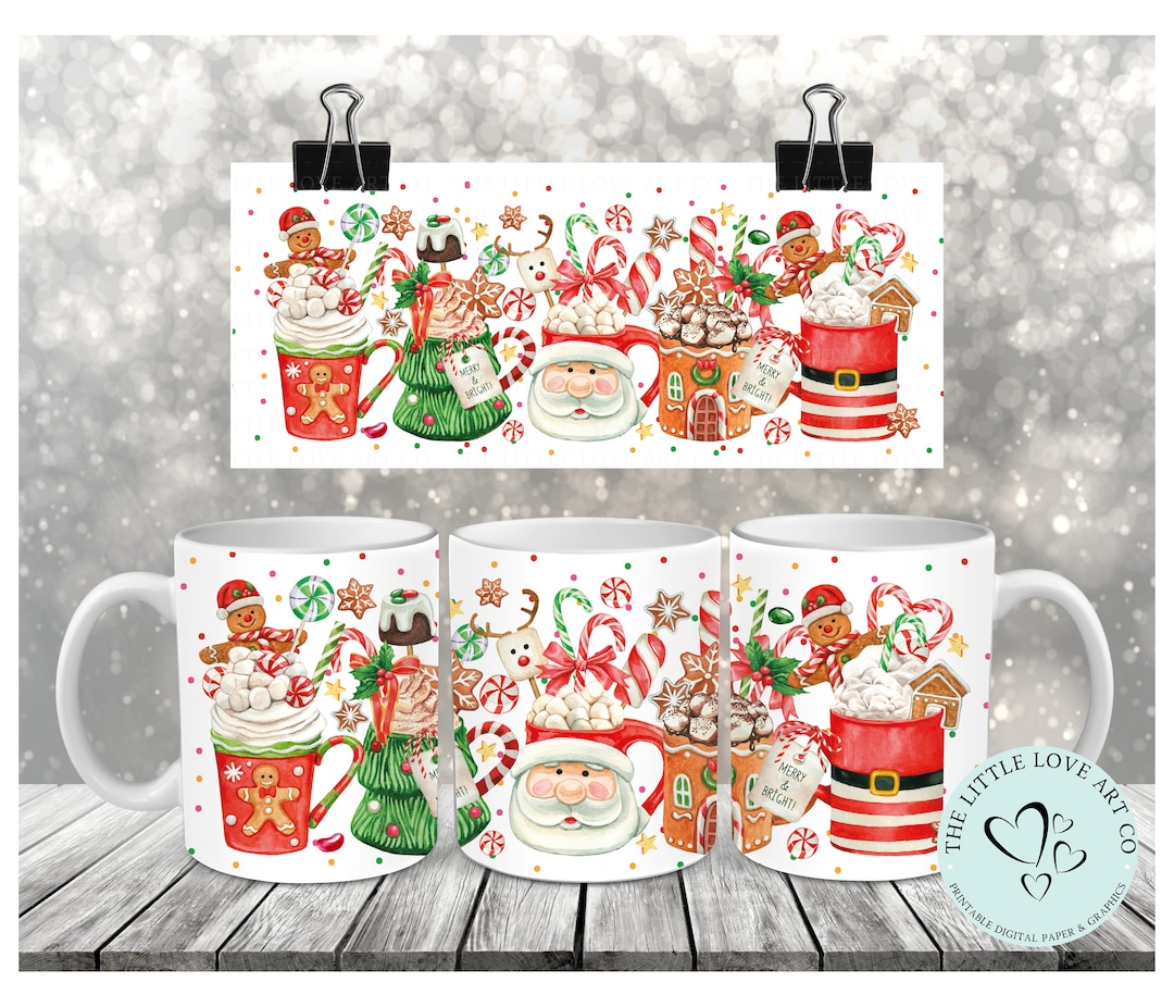 11oz Mug Wrap Christmas Hot Cocoa Design - Christmas Sublimation Design ...