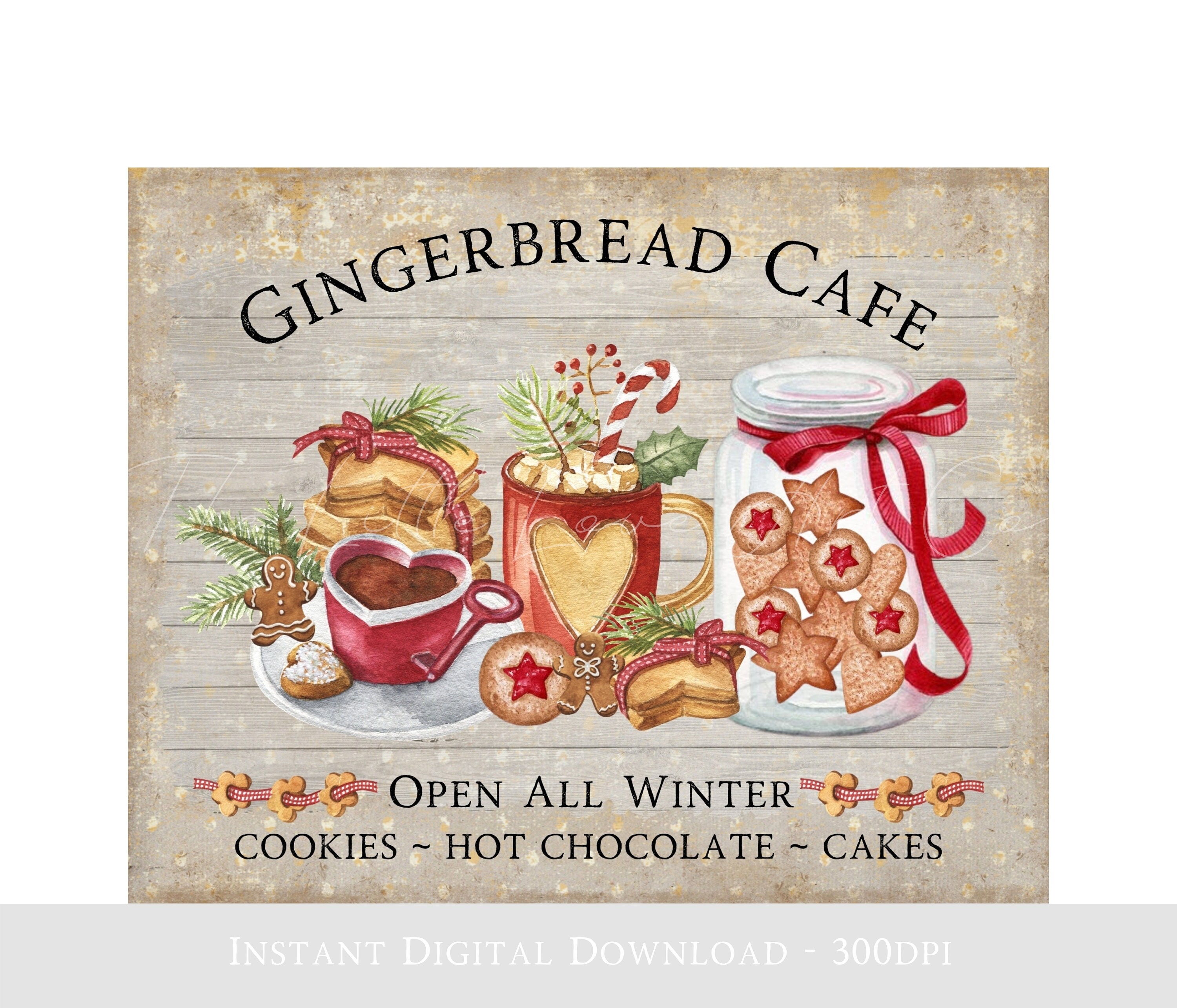 Rustic Gingerbread Cafe Christmas Sign Christmas Gingerbread | Etsy