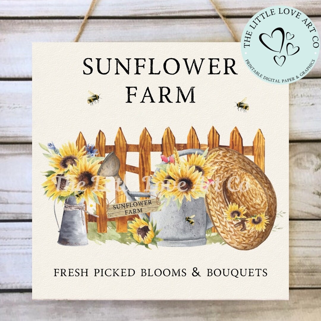 Sunflower Farm Design farmhouse Country Decor Garden Sign | Etsy