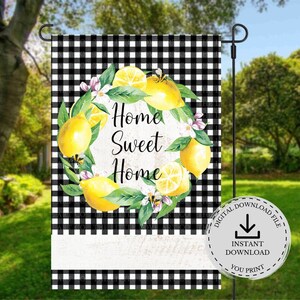 Home Sweet Home Summer Lemon Wreath Garden Flag, Summer Lemon Decor ...