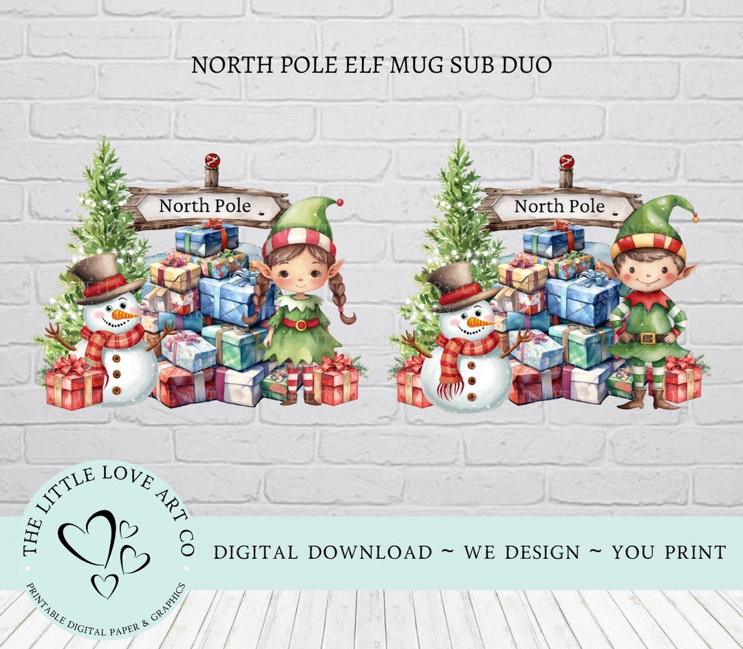 North Pole Elf Mug Design Bundle Boy Girl Elf Christmas - Etsy