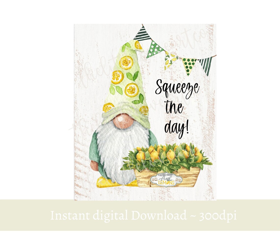 Lemon Gnome Squeeze the Day Design Lemons Png Lemon Gnome - Etsy