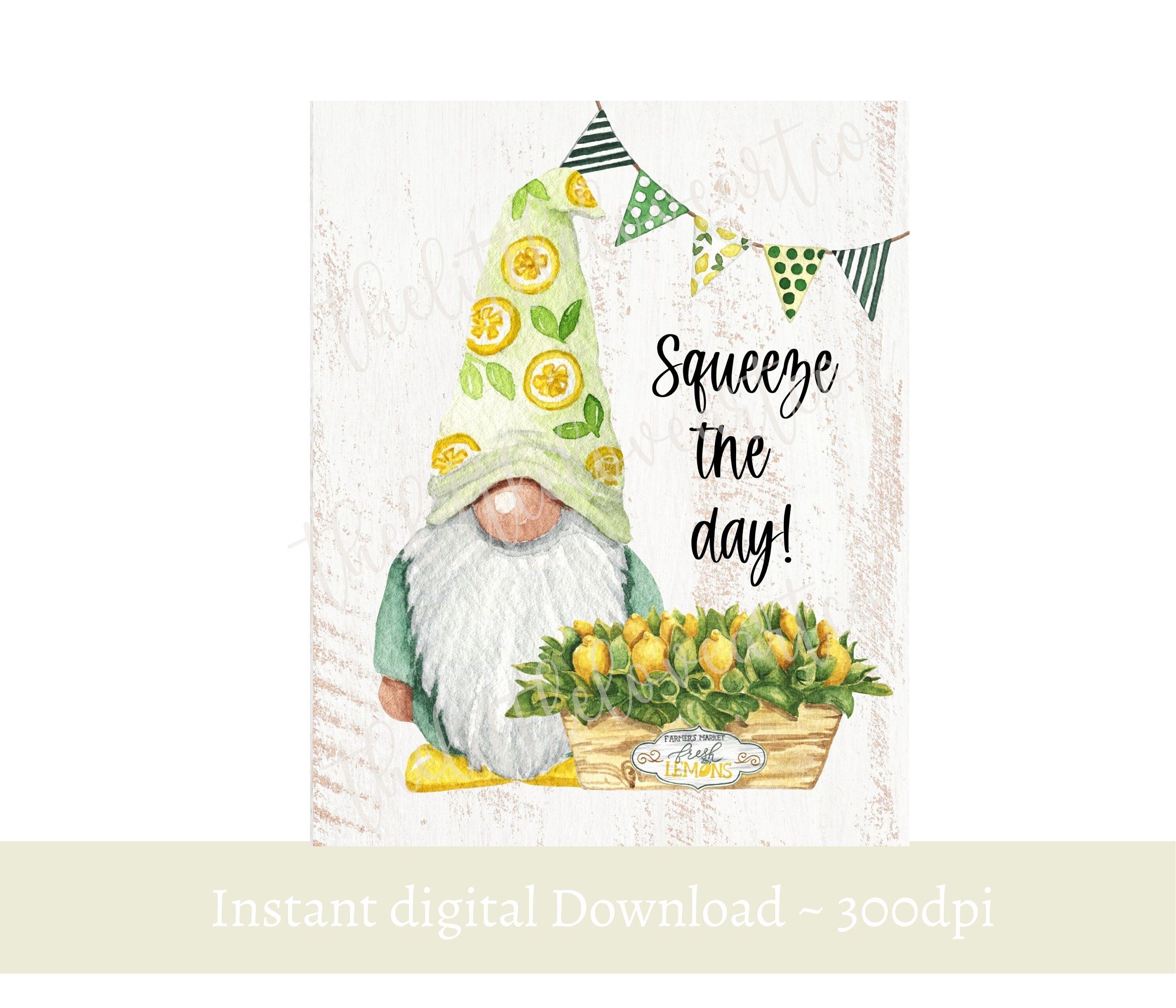 Lemon Gnome Squeeze the Day Design Lemons Png Lemon Gnome | Etsy