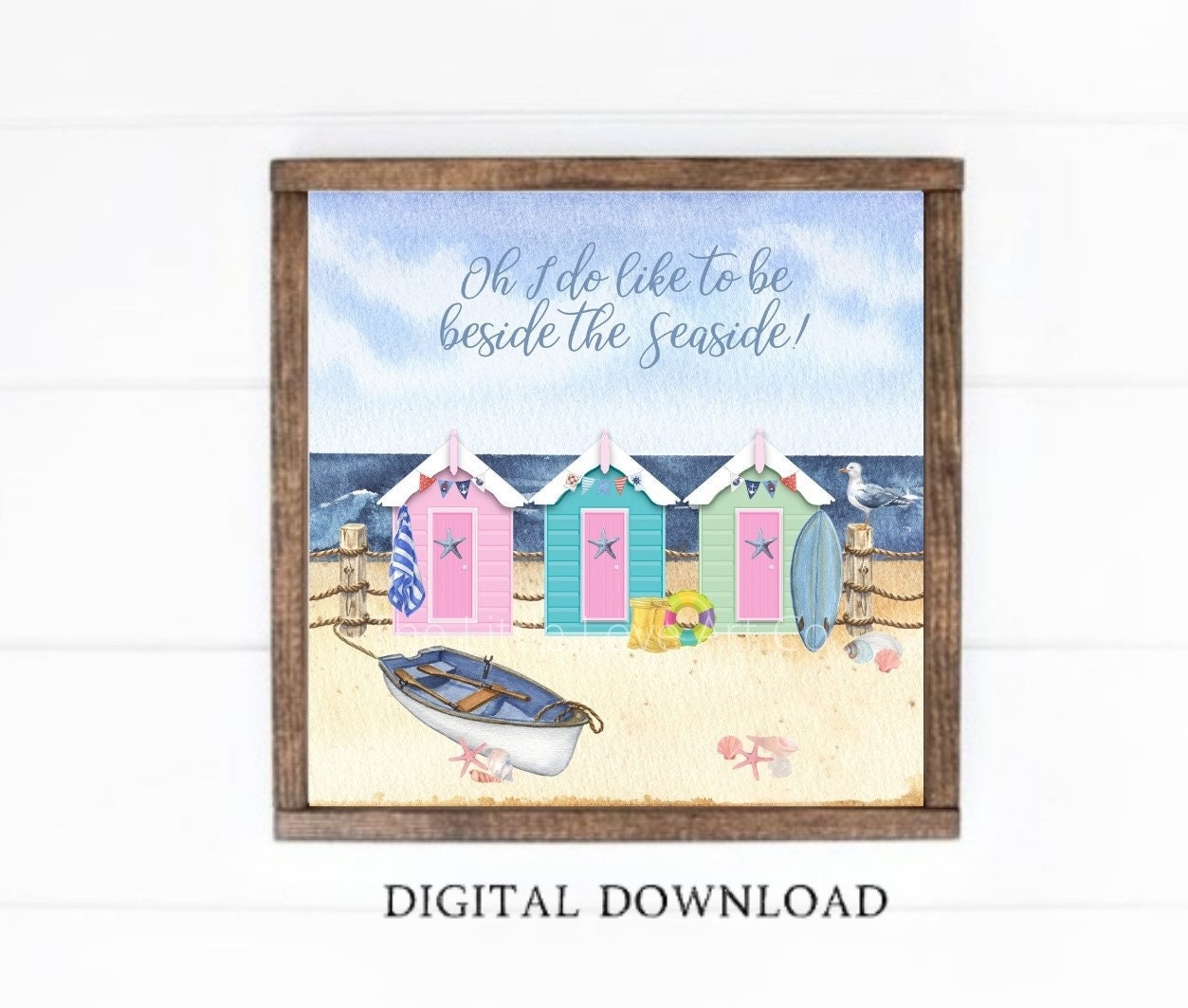 Summer Seaside Beach Design Tiered Tray Sign Beach Huts | Etsy