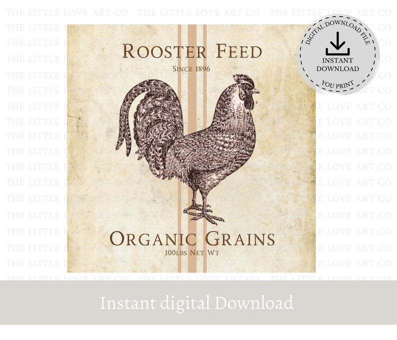 Rooster Feed Chicken Sign Design Farmhouse Decor Printable - Etsy
