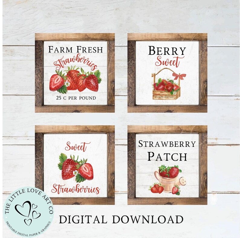 Strawberries Mini Tiered Tray Sign Designs, Summer Decor, Summer Mini ...