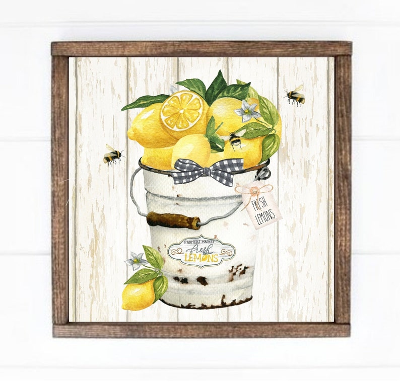 Rustic Bucket Lemons Bees Design Farmhouse Decor Spring Home - Etsy