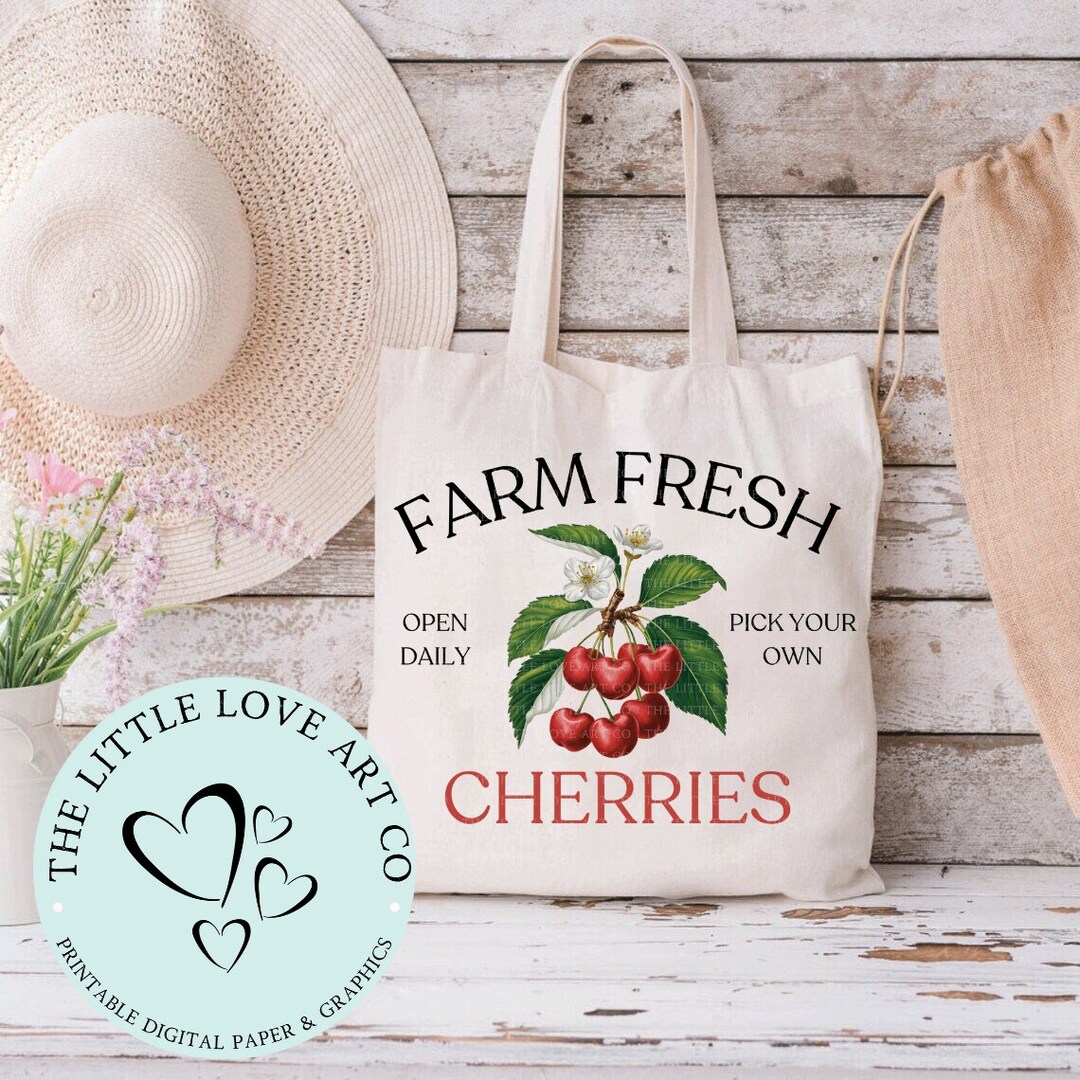 Farm Fresh Cherries Design, Farmhouse Cherry Sign, PNG, Farmer's Market ...