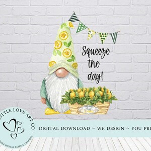 Lemon Gnome Squeeze the Day Design, Lemons Png, Lemon Gnome Kitchen ...