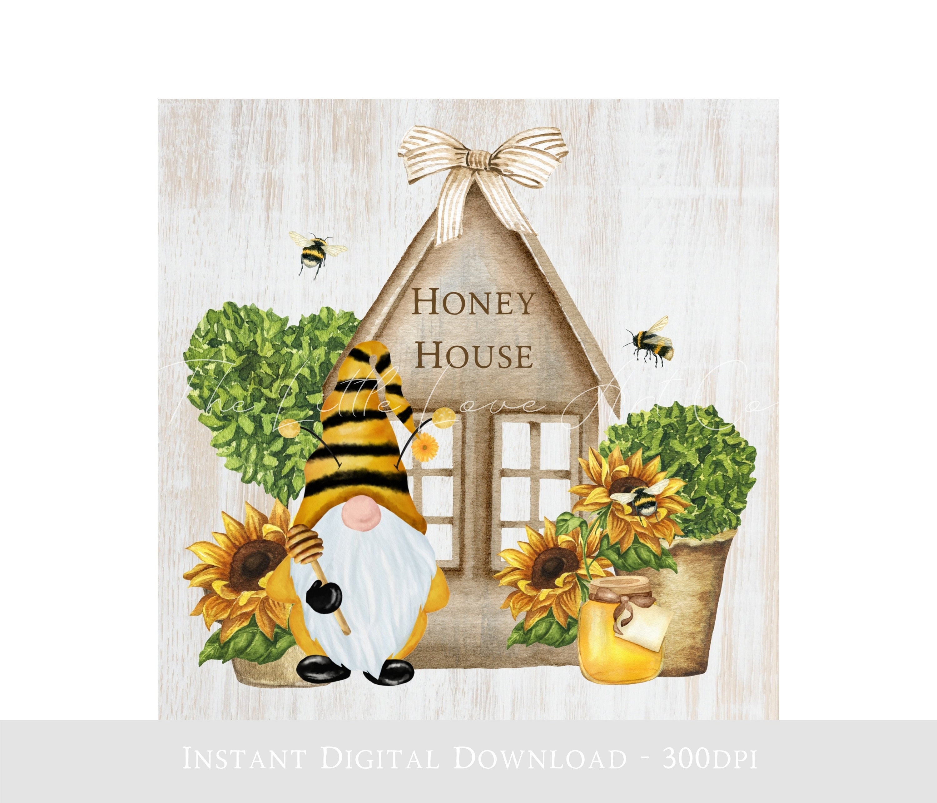 Honey Bee Gnome Sunflower Design Bee Gnome Png Spring Summer | Etsy