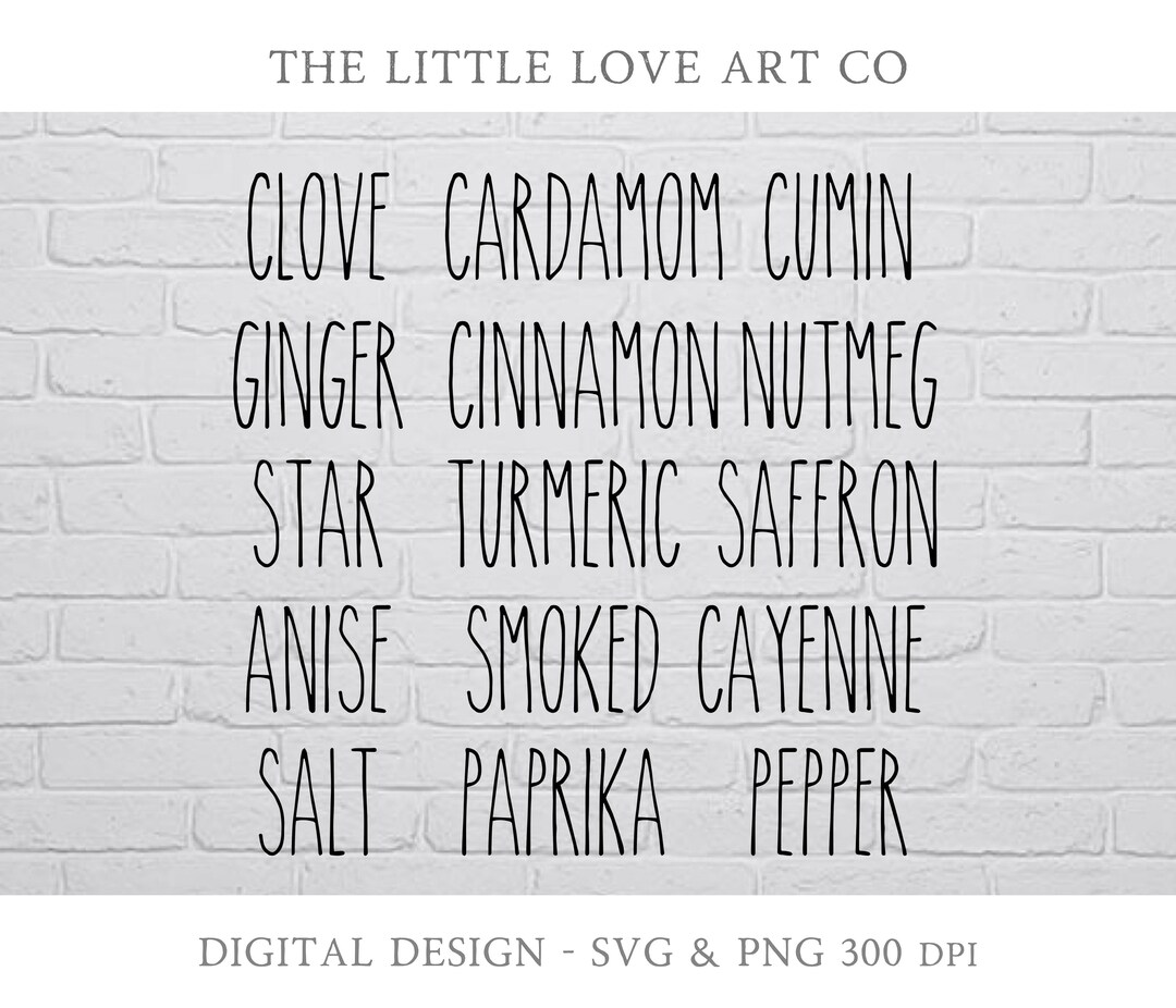 Rae Dunn Style Spices Word Bundle, Kitchen Pantry Words, Spice Jar ...