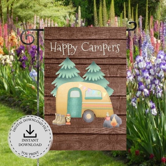 Happy Campers Caravan Flag Sublimation Design Holiday House | Etsy