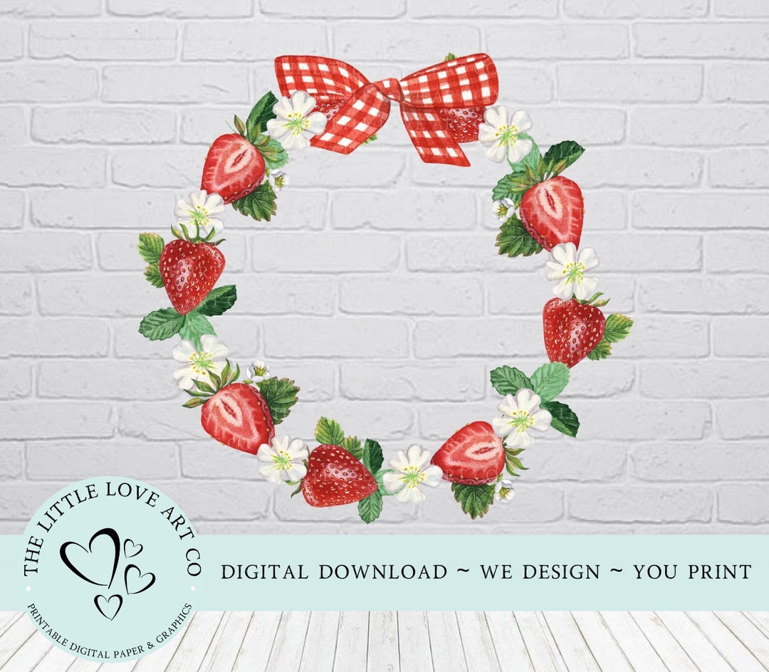 Strawberry Summer Wreath PNG, Strawberry Sublimation Design, Summer ...