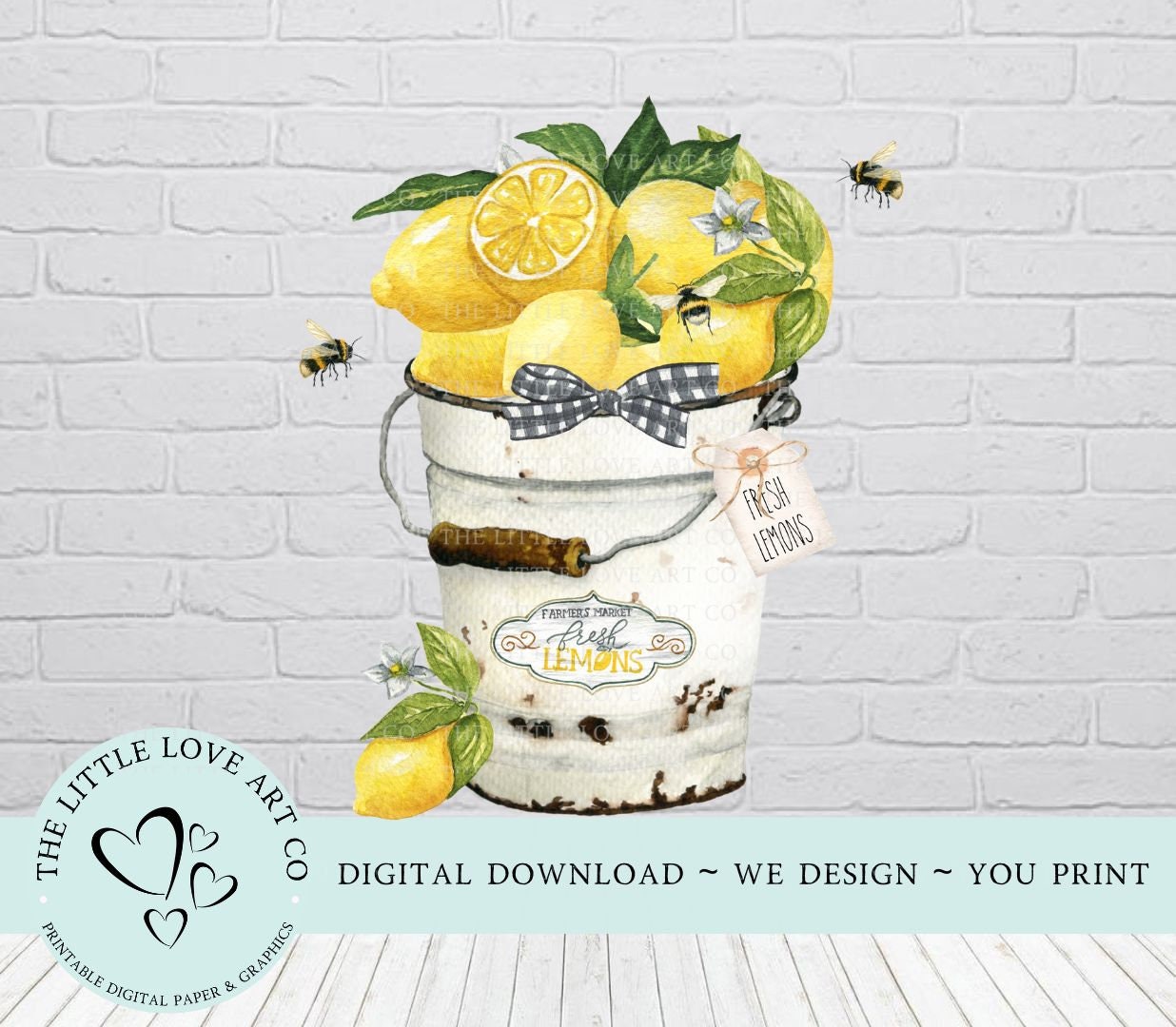 Rustic Bucket Lemons Bees Design Farmhouse Decor Spring Home - Etsy UK