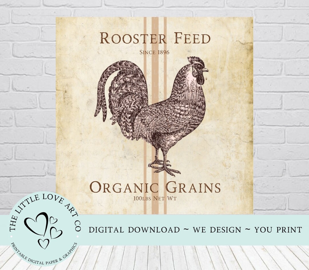 Rooster Feed Chicken Sign Design, Farmhouse Decor, Printable, PNG ...