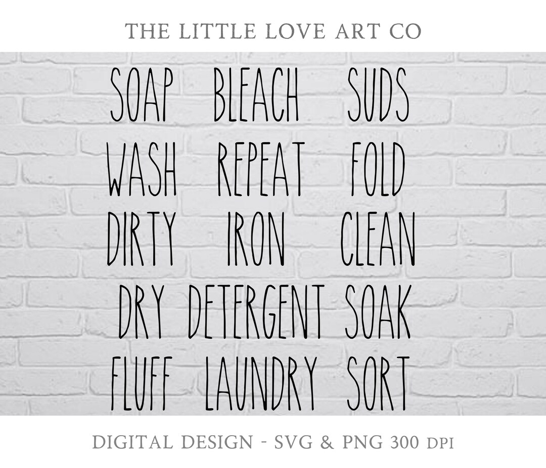 Rae Dunn Style Laundry Word Bundle, Laundry Label Words, Wash Fold ...