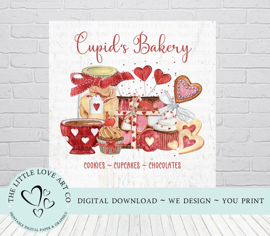 Valentine Cupid's Bakery Sign, Cupid's Bakery Valentine Treats Design ...