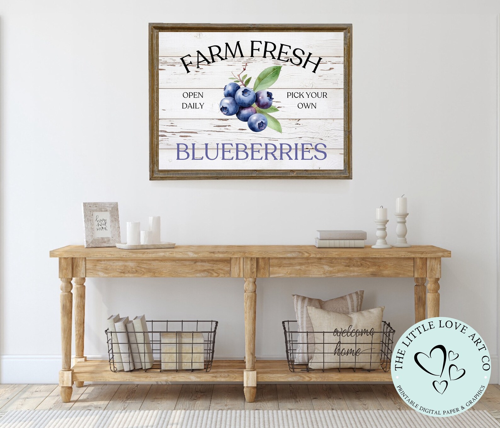 10 X 8 Farm Fresh Blueberries Wall Art Print, JPG, Blueberry Art Print ...