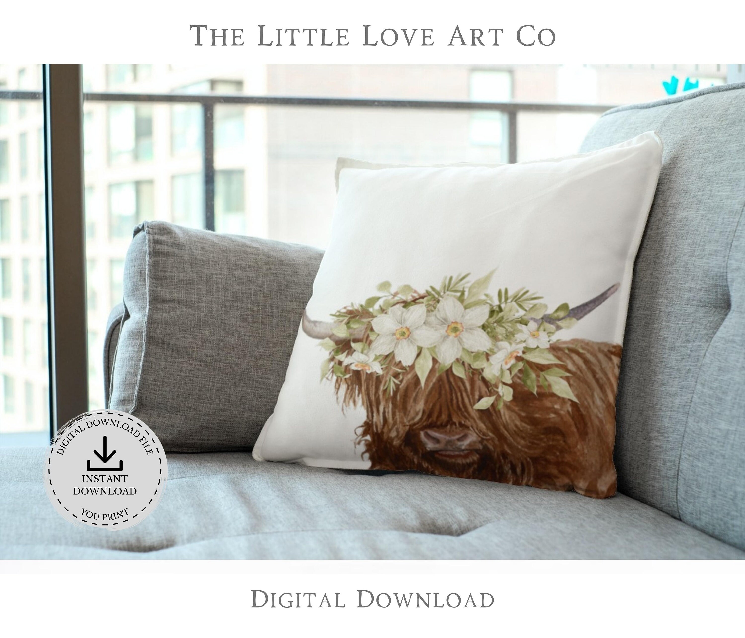 Farmhouse Highland Cow Design farmhouse Country Decor Cattle | Etsy