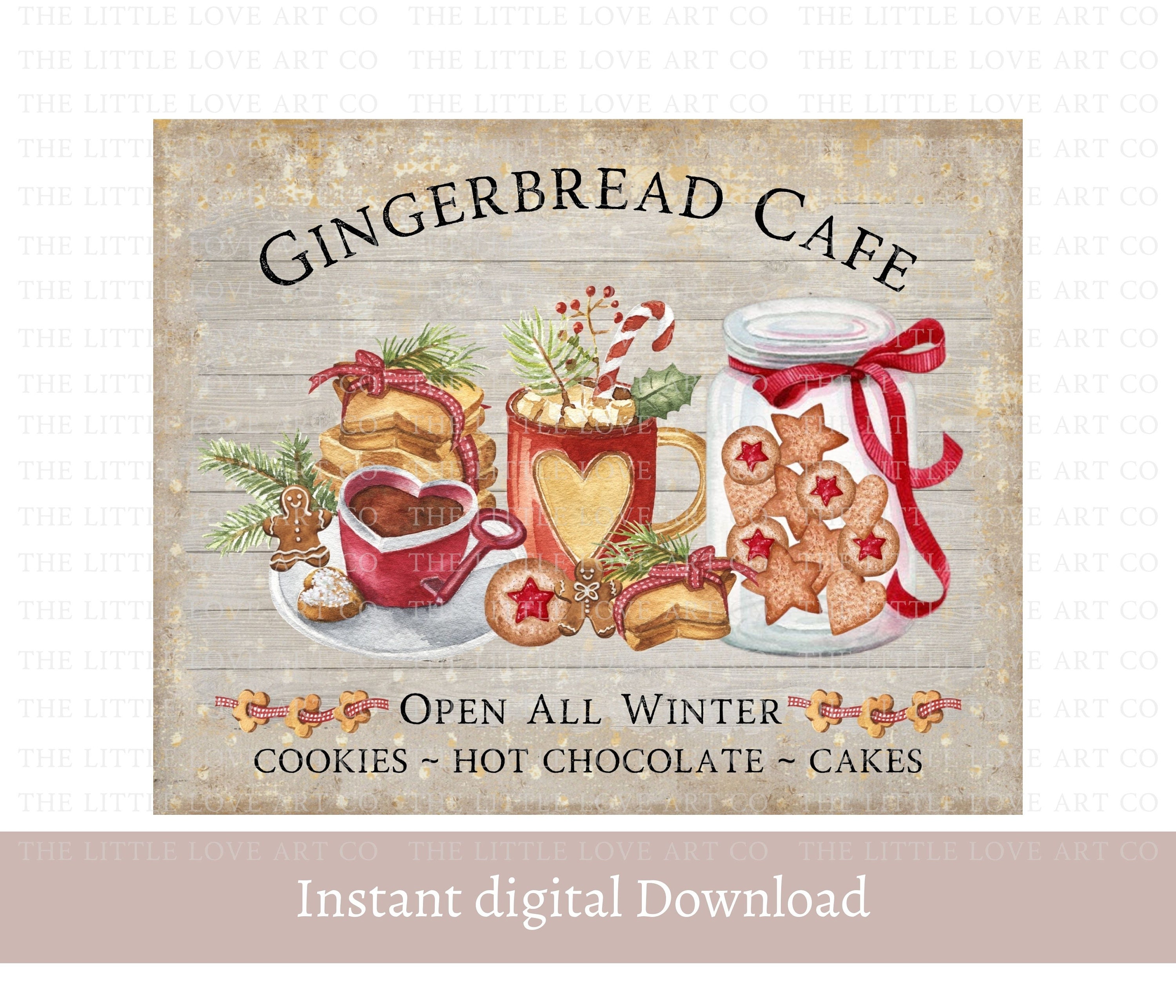 Rustic Gingerbread Cafe Christmas Sign Christmas Gingerbread | Etsy