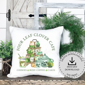 St Patrick's Day Sign Design, Four Leaf Clover Cafe, Lucky Shamrock ...