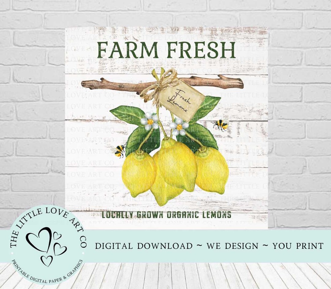 Farm Fresh Lemons Bunch Design, Farmhouse Decor, Spring Home Decor ...