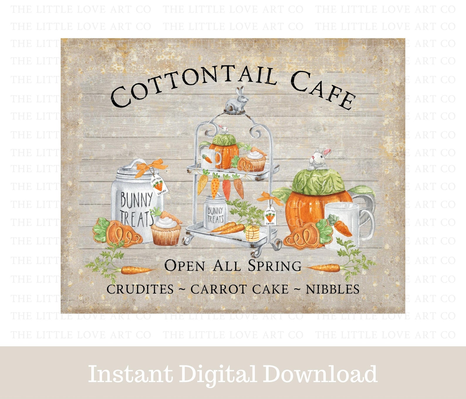 Rustic Cottontail Cafe Sign Easter Bunny Carrot Cafe Sign - Etsy