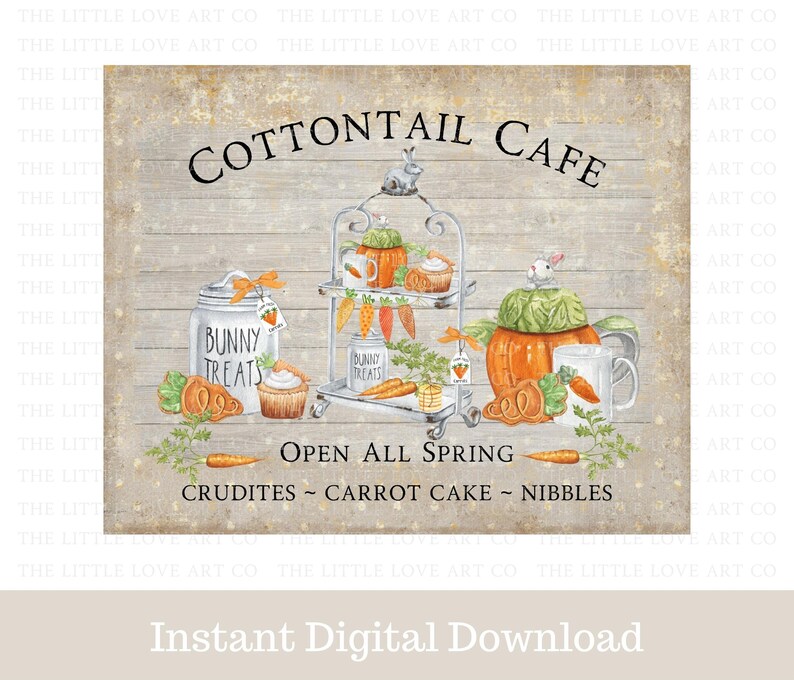 Rustic Cottontail Cafe Sign Easter Bunny Carrot Cafe Sign - Etsy