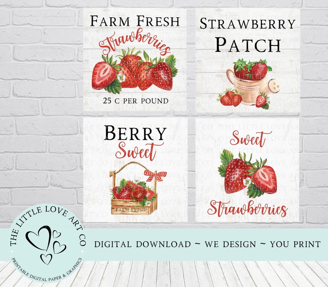 Strawberries Mini Tiered Tray Sign Designs, Summer Decor, Summer Mini ...