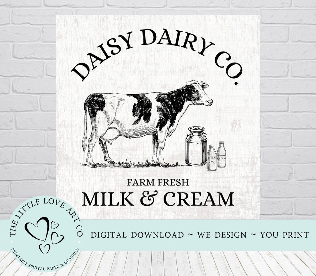 Farm Fresh Milk & Cream Design ~farmhouse Decor, Dairy Cow Sign, Plaque ...