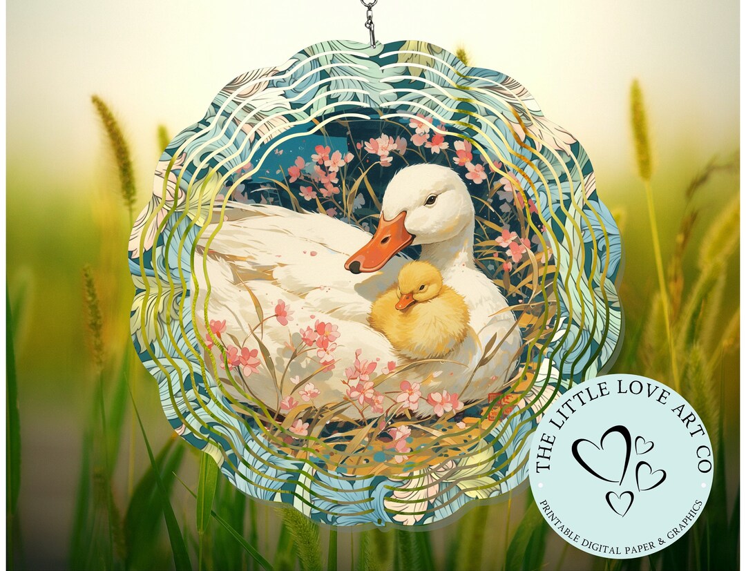 Vintage Duck Wind Spinner Sublimation Design, Duck & Duckling, Spring ...