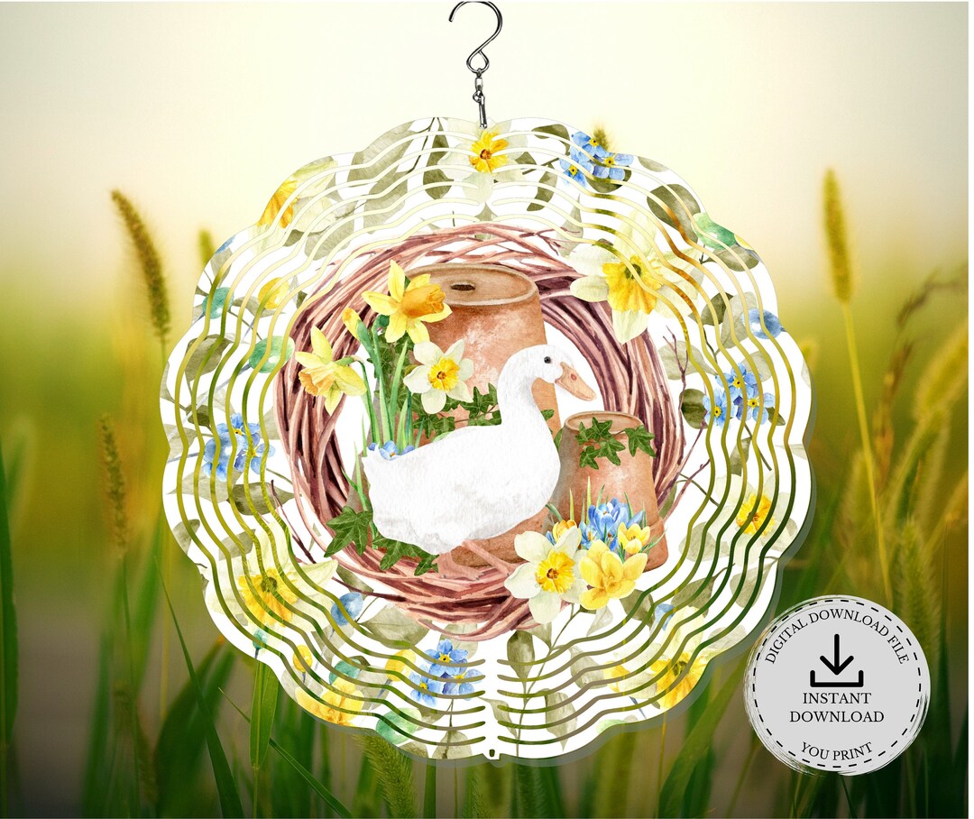 Duck Wind Spinner Sublimation Design White Duck & Spring - Etsy
