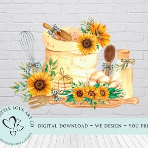 Sunflower Kitchen PNG, Rustic Home, Country Farmhouse Sublimation ...