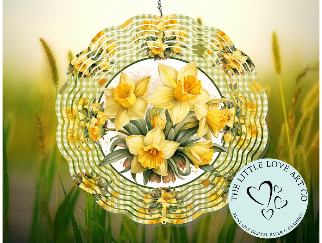 Daffodil Bouquet Wind Spinner Sublimation Design, Spring Flowers ...