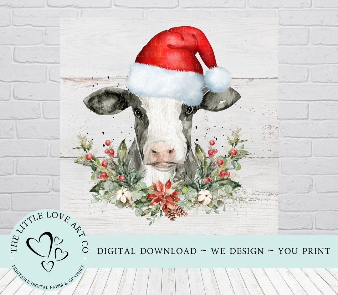 Santa Calf Design ~ Farmhouse Christmas Decor, Cow Sign, Plaque Design ...