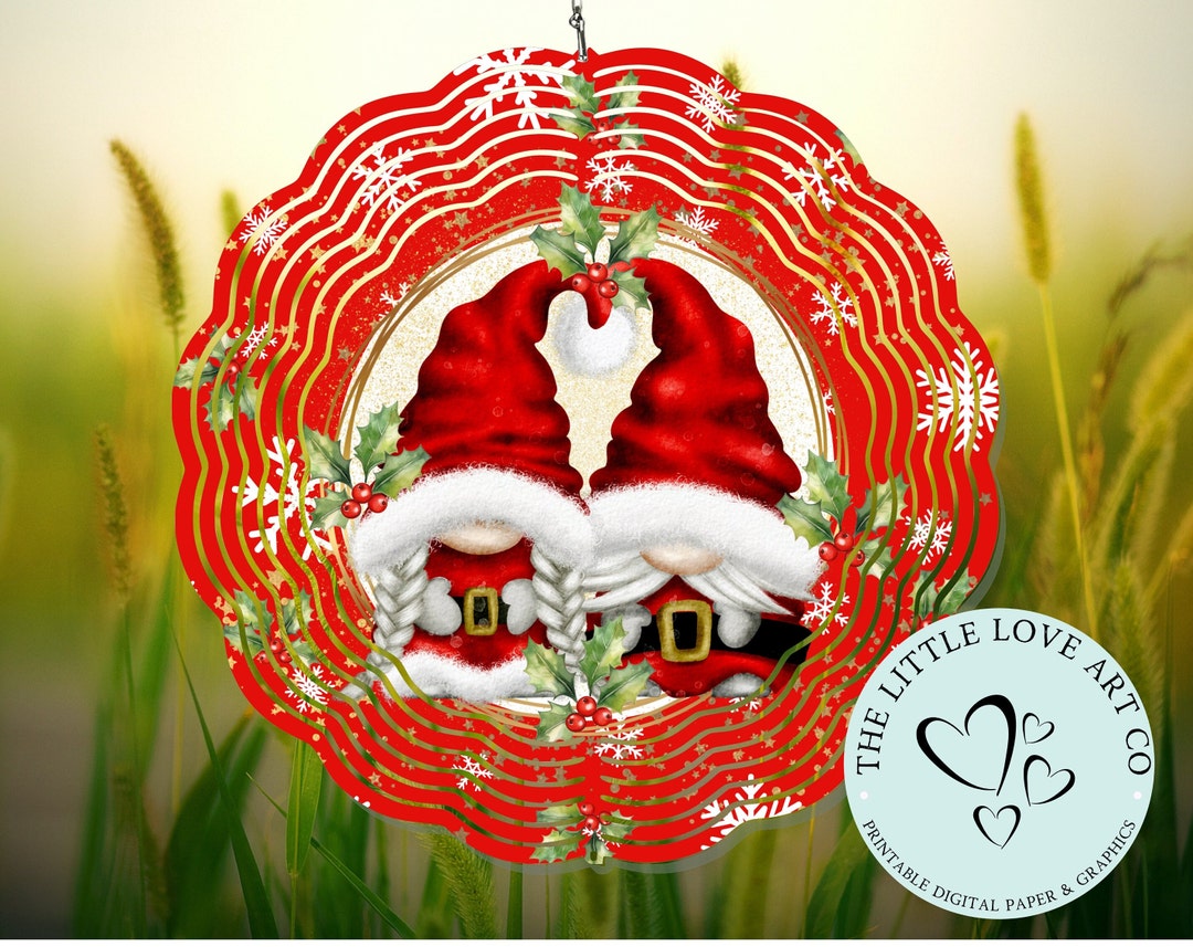 Santa & Mrs Claus Gnome Wind Spinner Sublimation Design, Christmasgnome ...