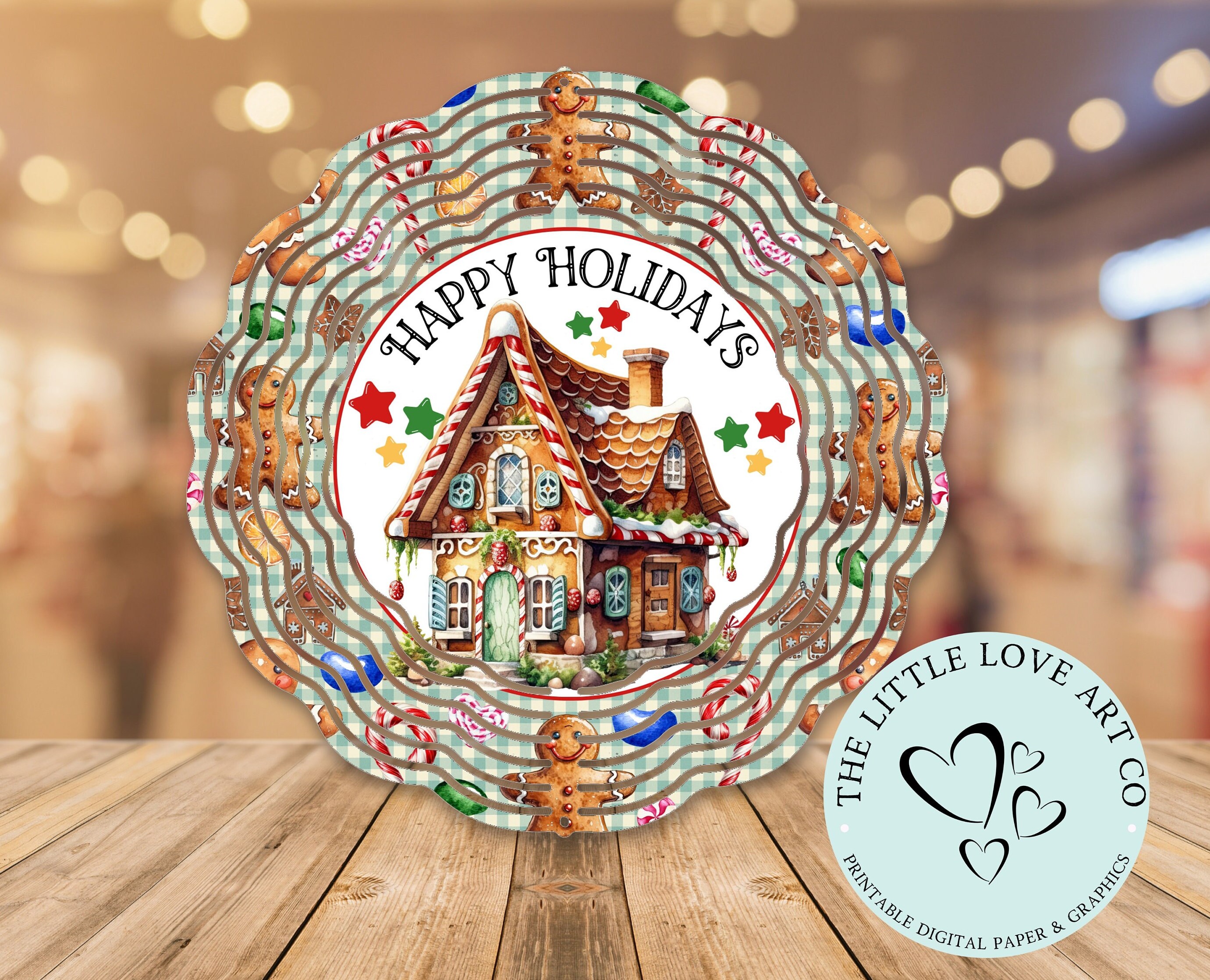 Gingerbread House Wind Spinner Sublimation Design, Holidays Spinner ...