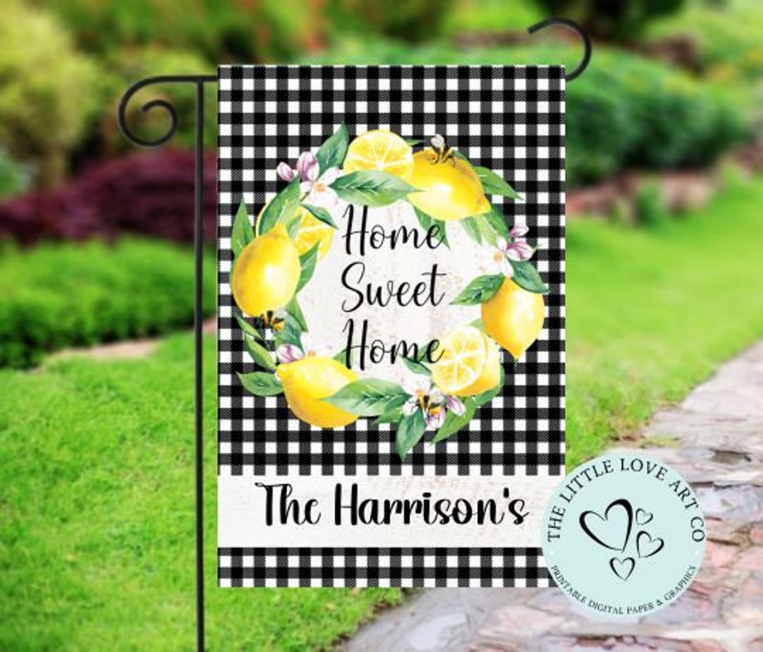 Home Sweet Home Summer Lemon Wreath Garden Flag, Summer Lemon Decor ...