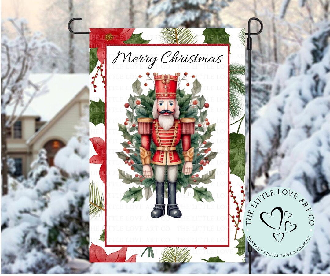 Merry Christmas Nutcracker Flag Sublimation Design, Holidays Yard Flag ...