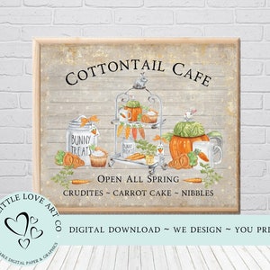 Rustic Cottontail Cafe Sign, Easter Bunny Carrot Cafe Sign Design ...