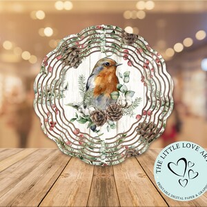 Robin Woodland Wind Spinner Sublimation Design, Robin, Pine Cone ...