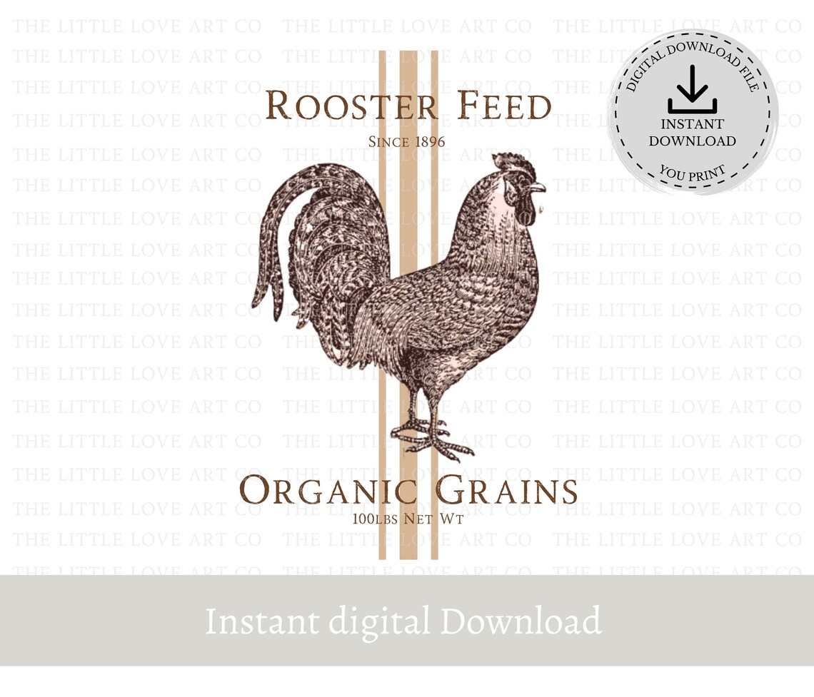 Rooster Feed Chicken Sign Design Farmhouse Decor Printable - Etsy