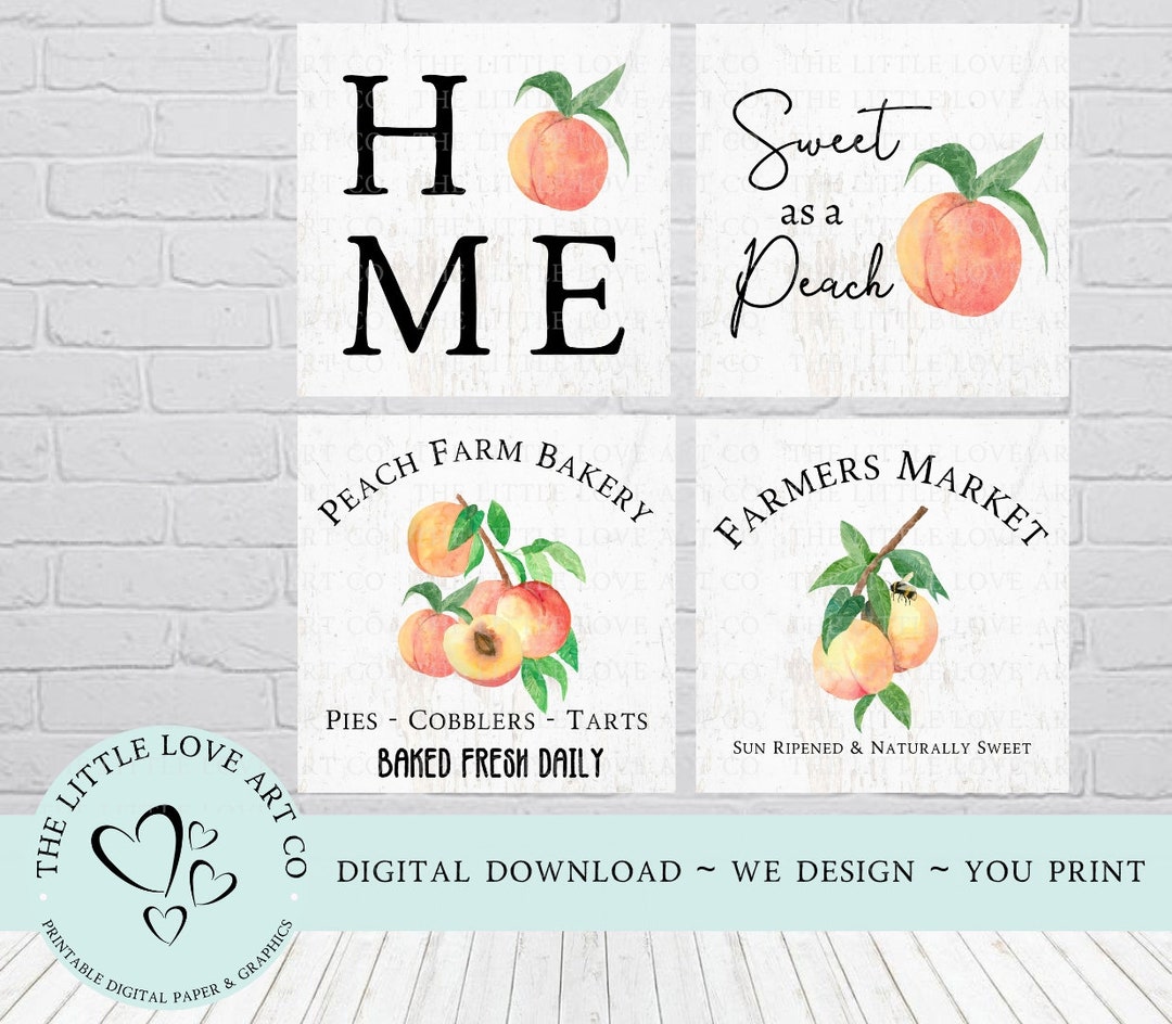 Peaches Mini Tiered Tray Sign Designs, Summer Decor, Summer Mini Sign ...