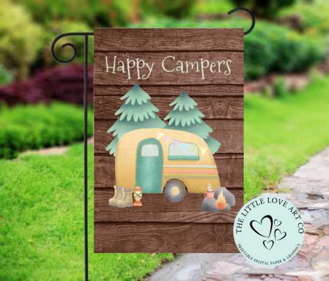 Happy Campers Caravan Flag Sublimation Design, Holiday House Flag ...
