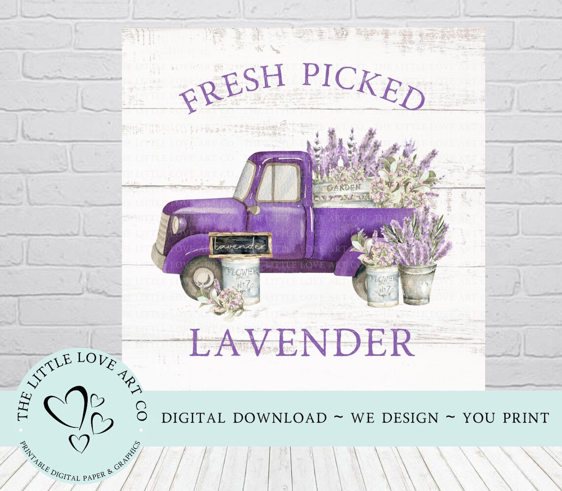 Lavender Farm Truck, PNG, Farmhouse Decor, Rustic Lavender Market Sign ...