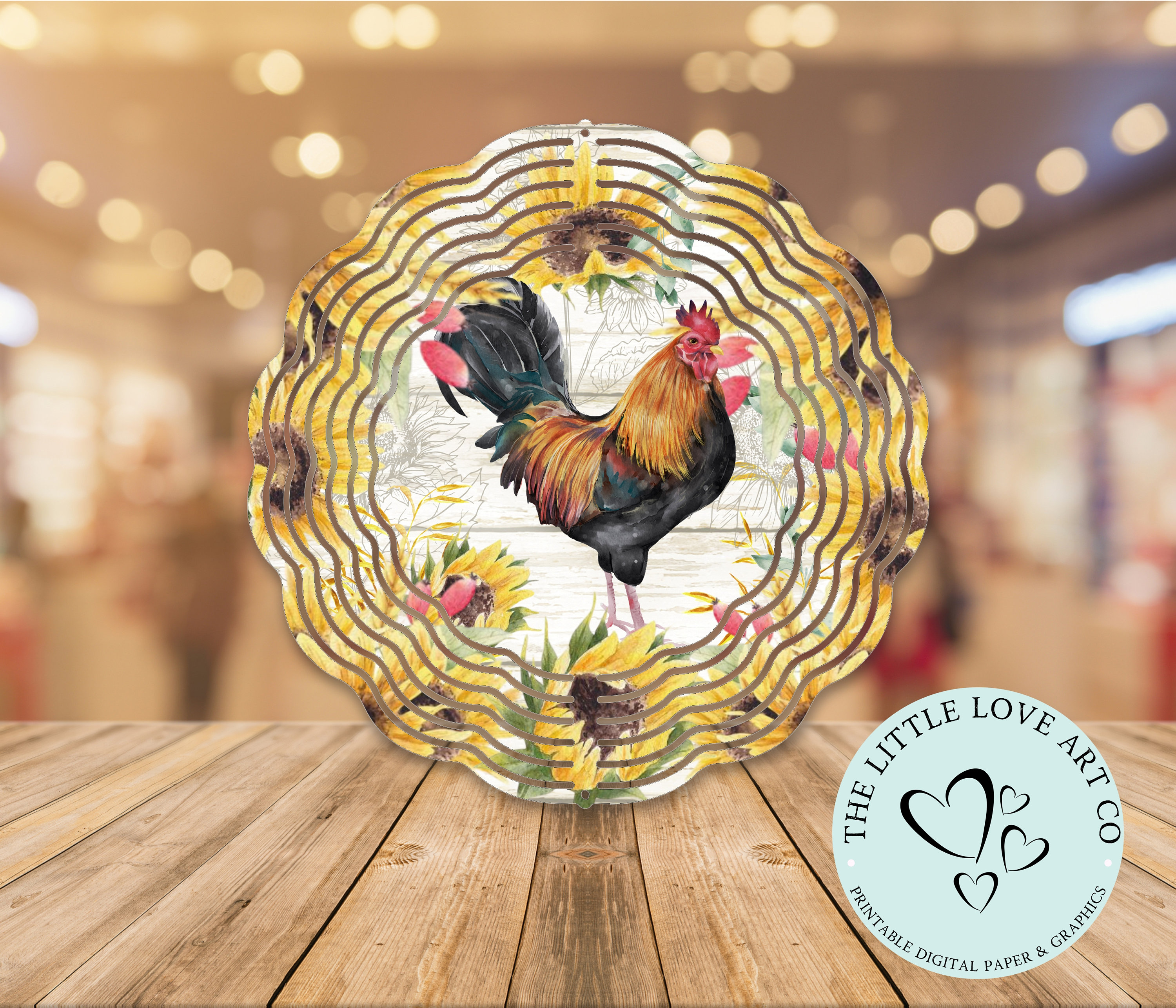 Sunflower Chicken Wind Spinner Sublimation Design, Hen Wind Spinner ...