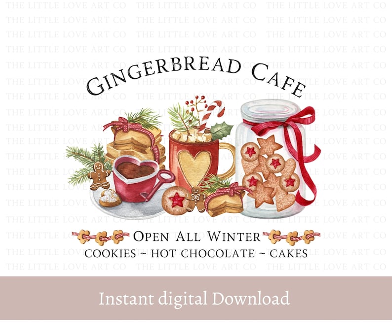 Rustic Gingerbread Cafe Christmas Sign Christmas Gingerbread | Etsy