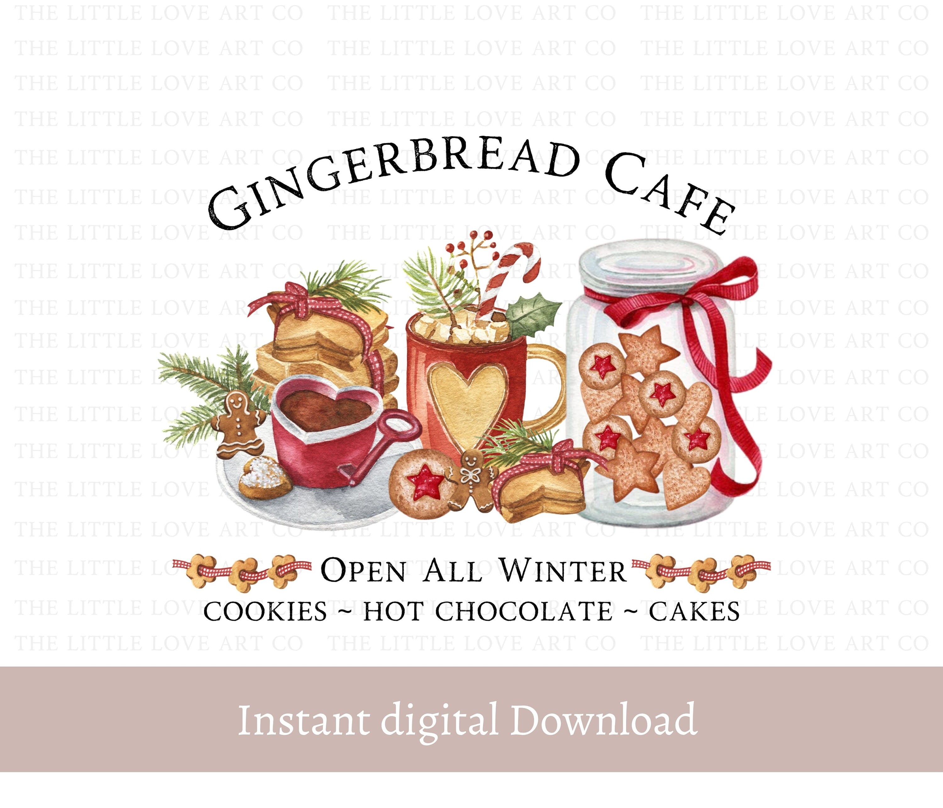 Rustic Gingerbread Cafe Christmas Sign Christmas Gingerbread | Etsy